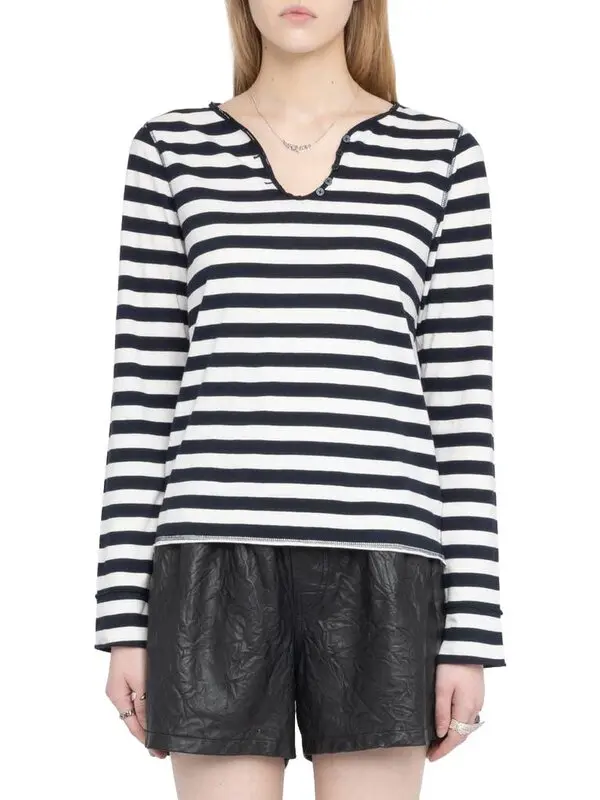 Zadig&Voltaire Striped Split-neck Top - Encore