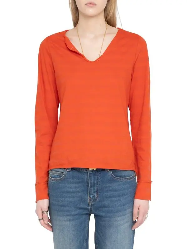 Zadig&Voltaire Striped Split-neck Top - Spice