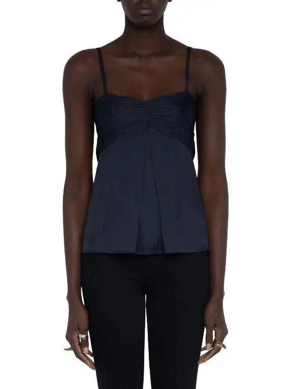 Zadig&Voltaire Cippie Pleated Satin Camisole - Encre