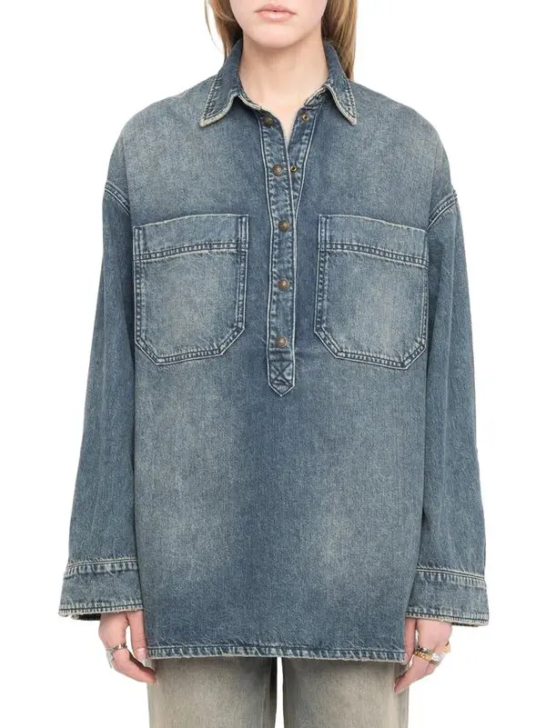 Zadig&Voltaire Timona Oversize Denim Shirt - Medium Blue