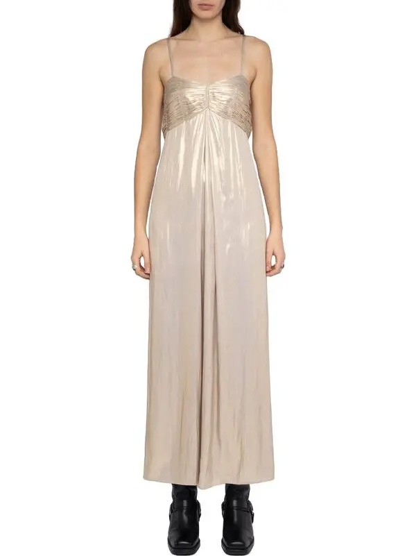 Zadig&Voltaire Rippie Pleated Metallic Slipdress - Gold