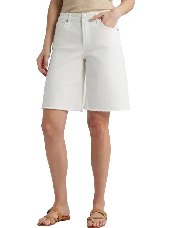 CITY BLUES Frayed Denim Bermuda Shorts - Ivory