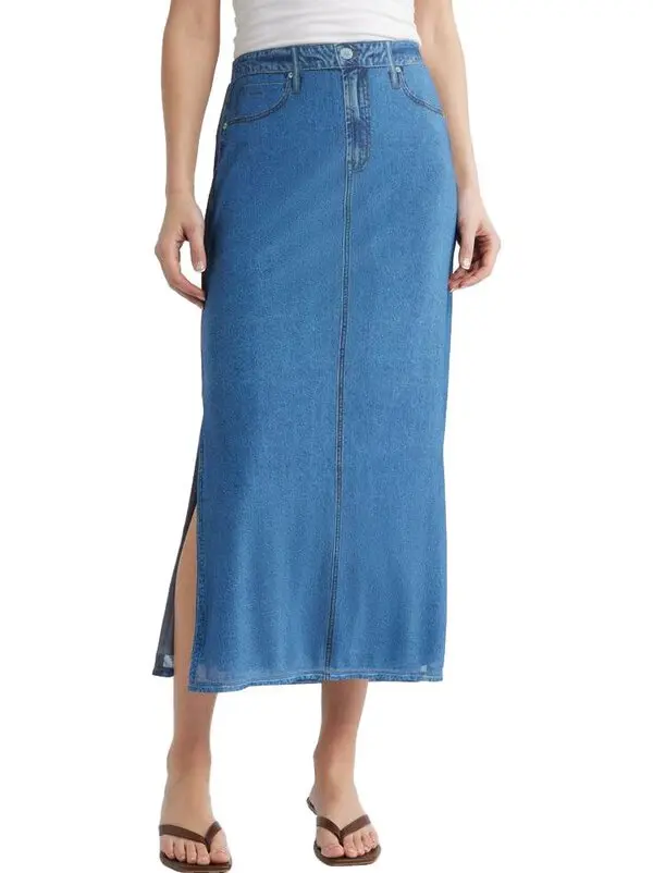CITY BLUES Denim Mesh Maxi Skirt - Indigo