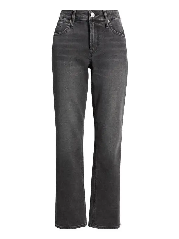 CITY BLUES Dover Ankle Straight Leg Jeans - Black Whisker Wash