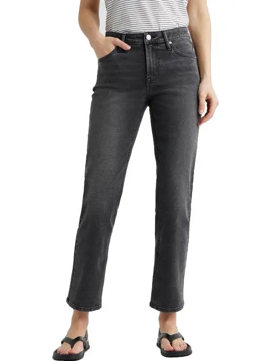 CITY BLUES Dover Ankle Straight Leg Jeans - Black Whisker Wash