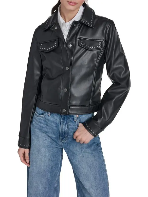 LEVI'S Studded Faux Leather Jacket - Black