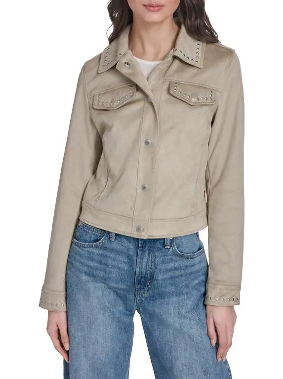 LEVI'S Studded Faux Suede Jacket - Beige
