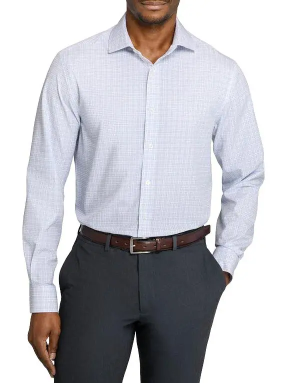 W.R.K Slim Fit Microcheck Performance Dress Shirt - White/silver