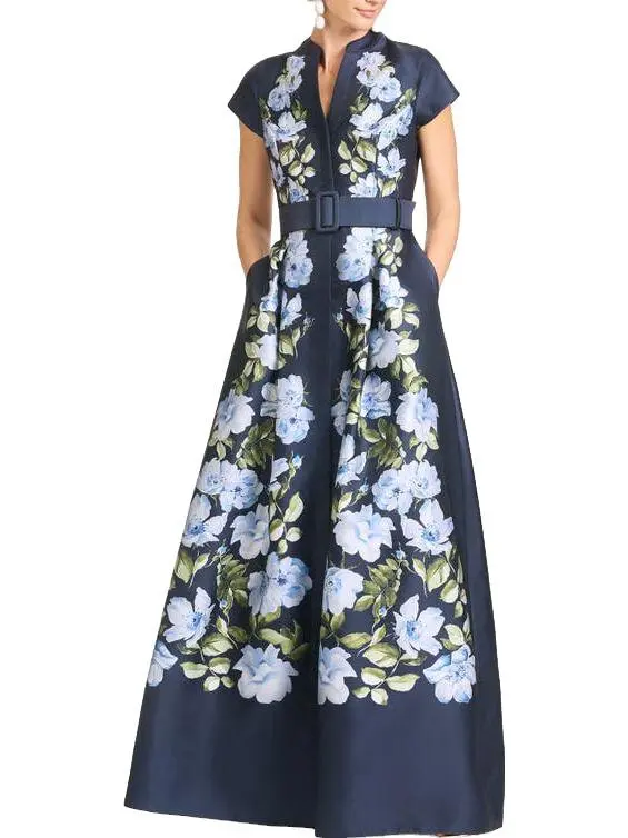 Sachin & Babi Marta Floral Mikado Gown - Floral Fresco