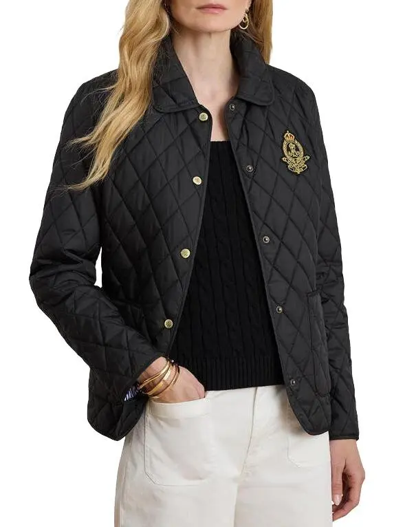 Ralph Lauren Crest Detailed Quilted Jacket - Black