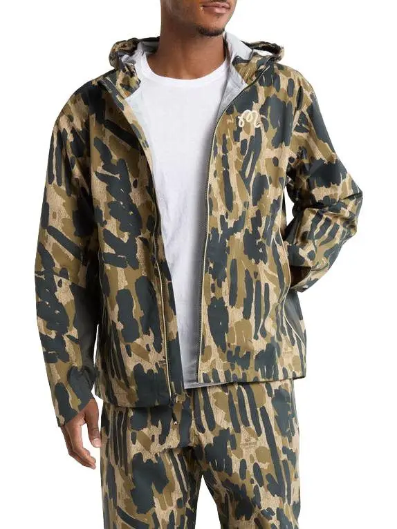 MALBON Tour Divot Camouflage Rain Jacket - Bark Camo