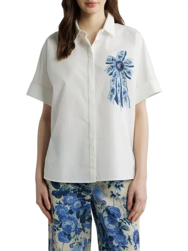 Kobi Halperin Bonnie Short Sleeve Button-up Shirt - White Multi