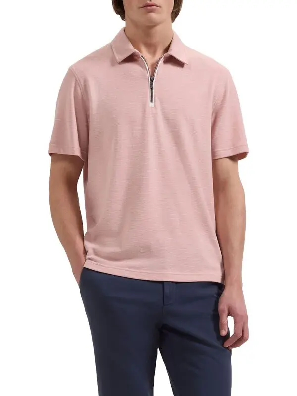 Bugatchi Quarter Zip Polo - Dusty Pink