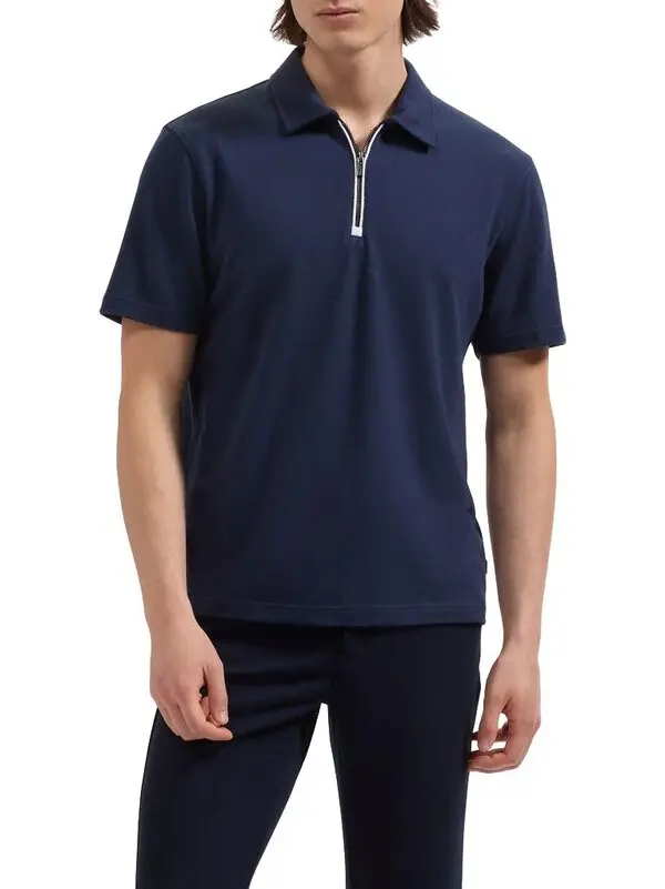 Bugatchi Quarter Zip Polo - Navy