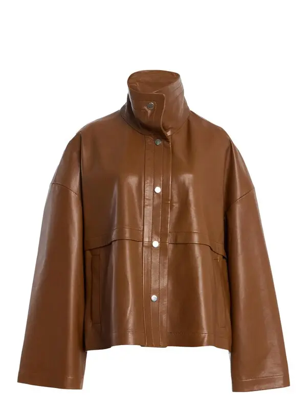 Nour Hammour Park Leather Jacket - Brown