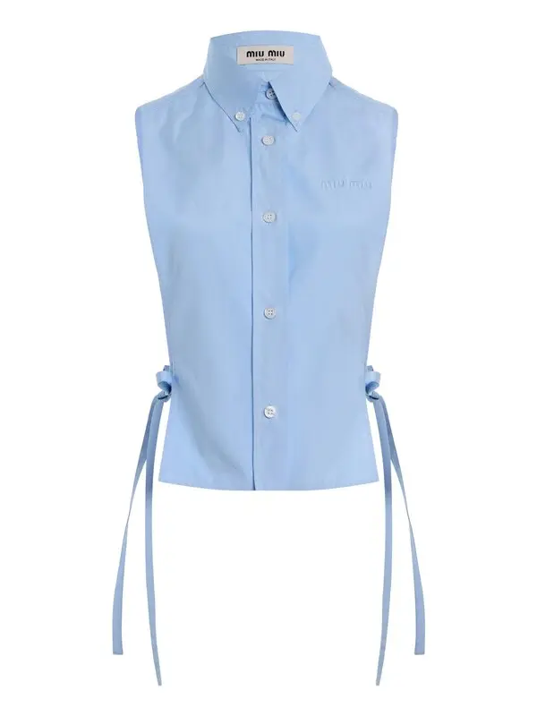 Miu Miu Cotton Poplin Top - Blue