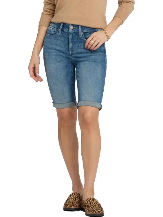 NYDJ Briella Roll Cuff Denim Bermuda Shorts - Breezy Palms