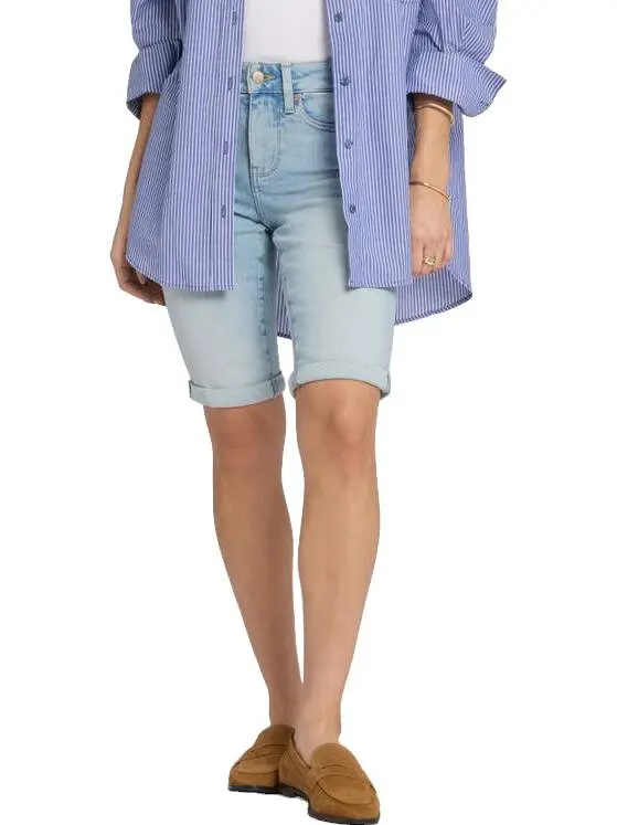 NYDJ Briella Roll Cuff Denim Bermuda Shorts - Keys View
