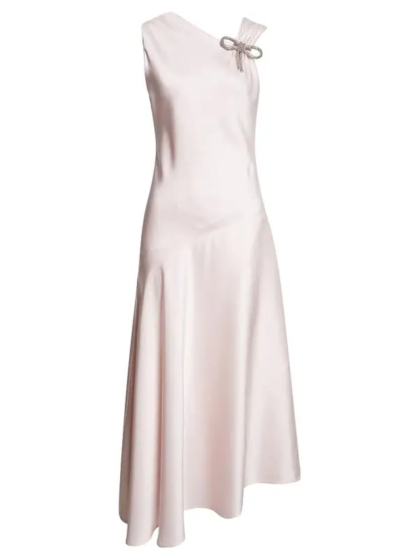 JIL SANDER Draped Asymmetric Crepe Back Satin Dress - Ballerina