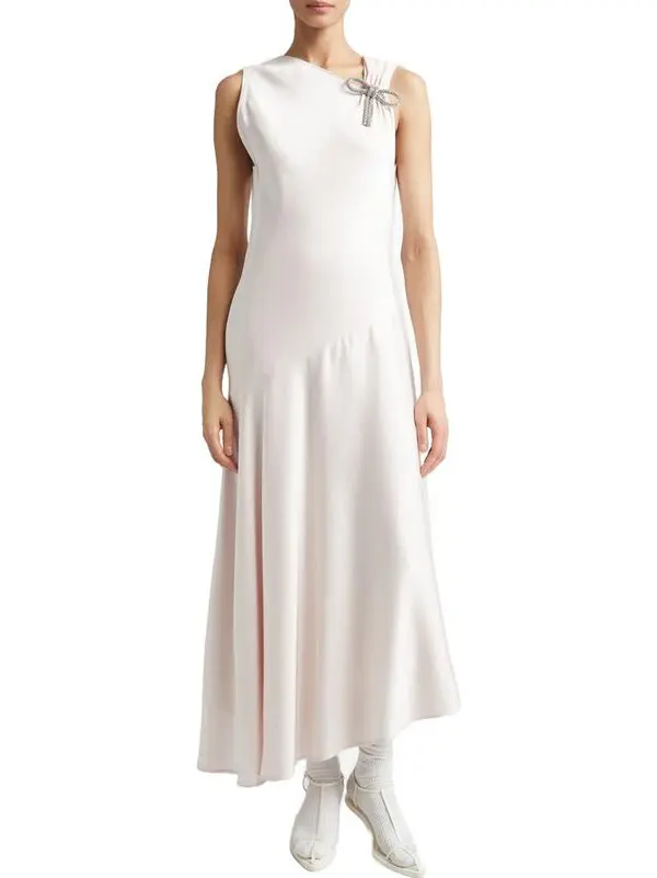 JIL SANDER Draped Asymmetric Crepe Back Satin Dress - Ballerina