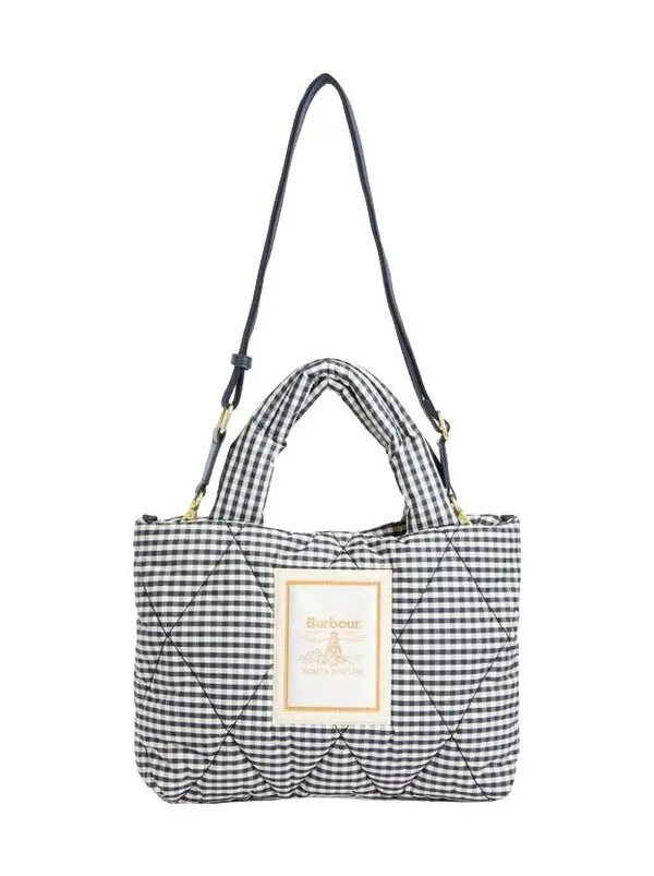 Barbour Mini Riah Gingham Diamond Quilted Tote - Gingham Check