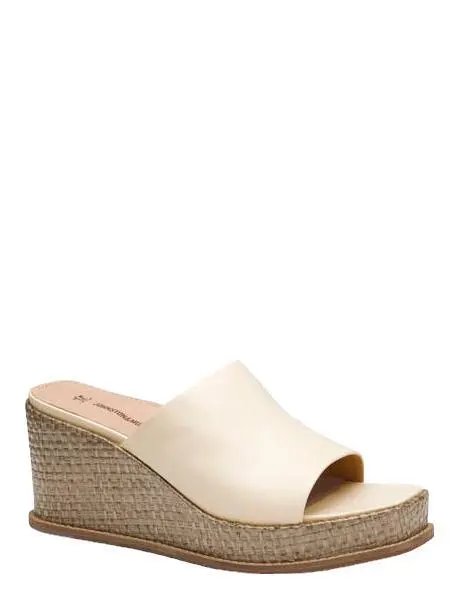 Johnston & Murphy Platform Wedge Slide Sandal - Bone Nappa Leather
