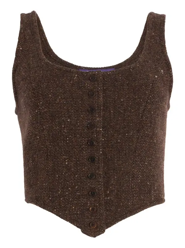 Ralph Lauren Sherry Tweed Vest Top - Brown