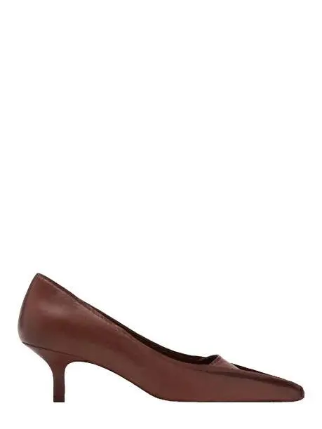 Mango Pointed-toe Kitten Heel Pumps - Brown