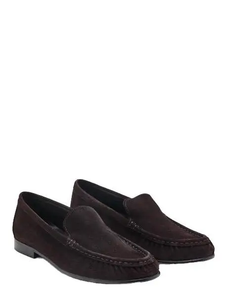 Mango Gathered Suede Loafer - Chocolate