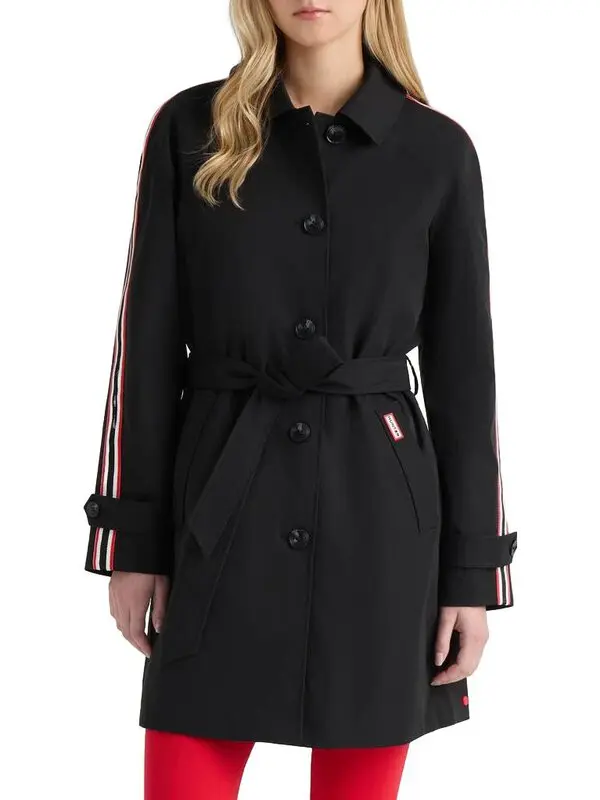 Hunter Stripe Sleeve Trench Coat - Black