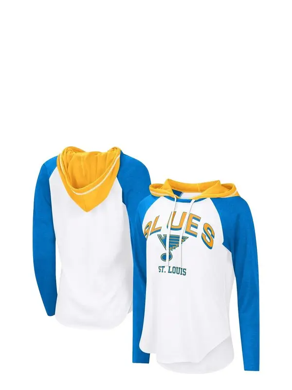 G-III 4HER BY CARL BANKS St. Louis Blues Hooded Long-sleeve T-shirt - White
