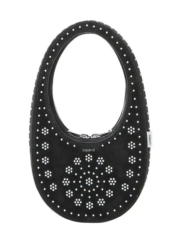 Coperni Mini Swipe Crystal Studded Top Handle Bag - Black-silver Blkslv