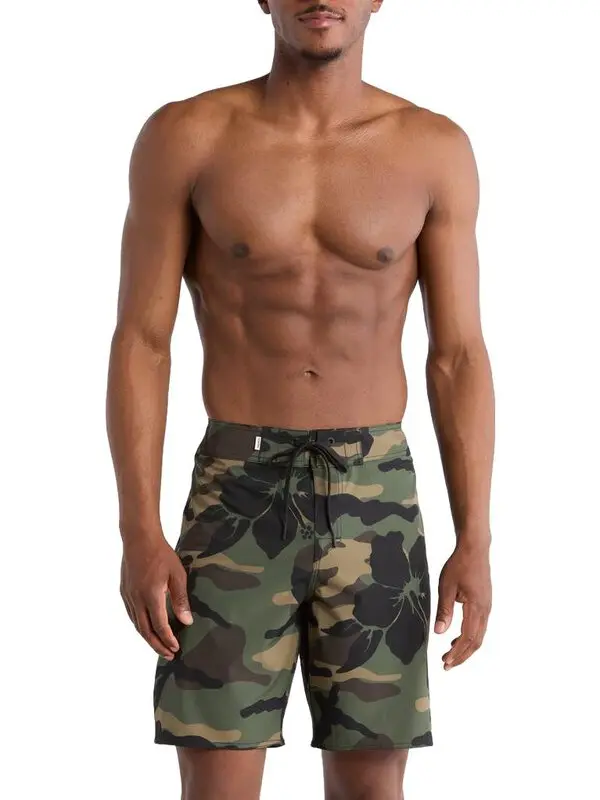 TENŌRE Printed Board Shorts - Olive