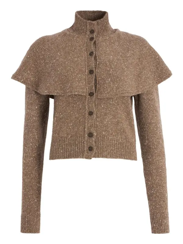 Ralph Lauren Cape-detailed Cashmere Donegal Cardigan - Taupe