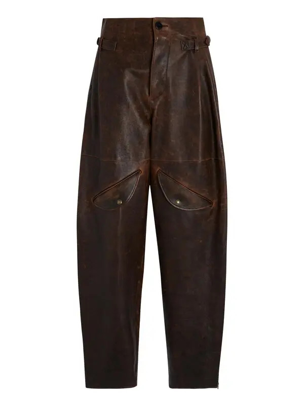 Ralph Lauren Hania Distressed Leather Pants - Brown