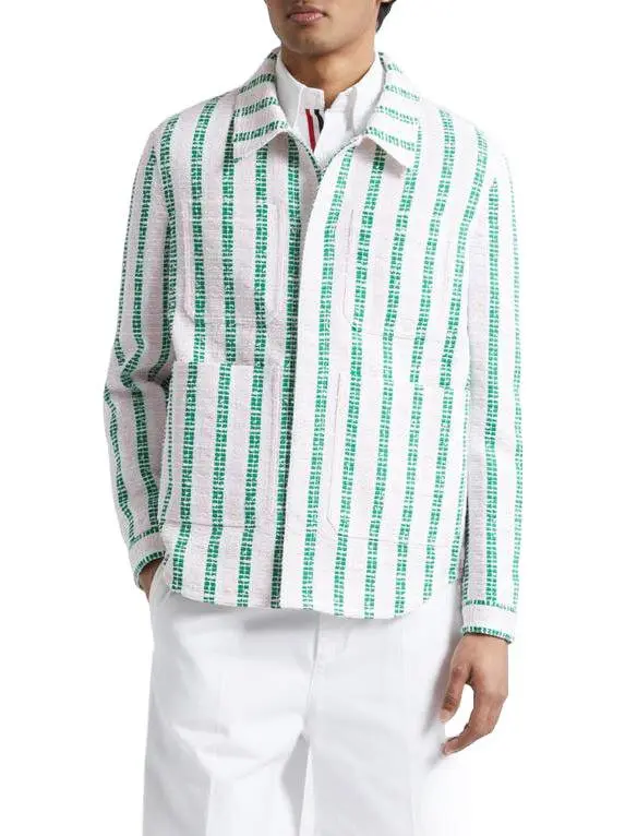 Thom Browne Stripe Utility Shirt Jacket - Light Pink
