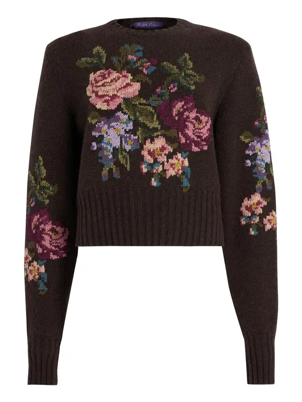 Ralph Lauren Embroidered Knit Sweater - Brown