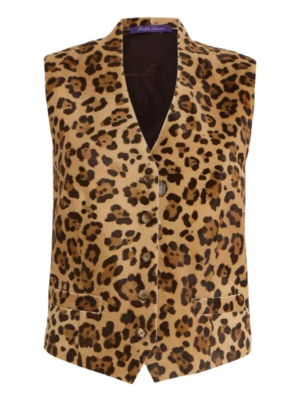 Ralph Lauren Leopard-print Haircalf Vest - Tan