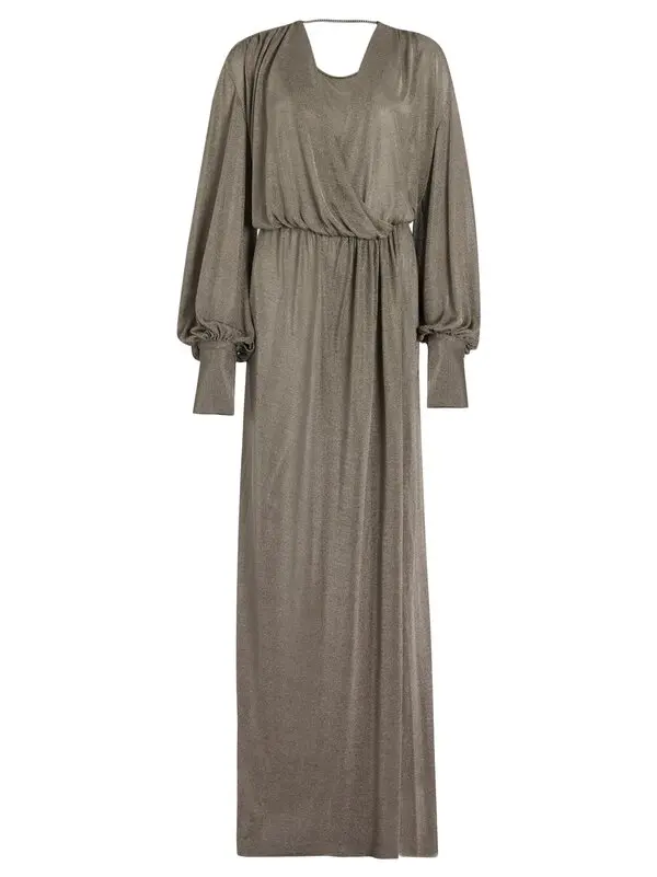 Ralph Lauren Metallic Jersey Maxi Dress - Silver