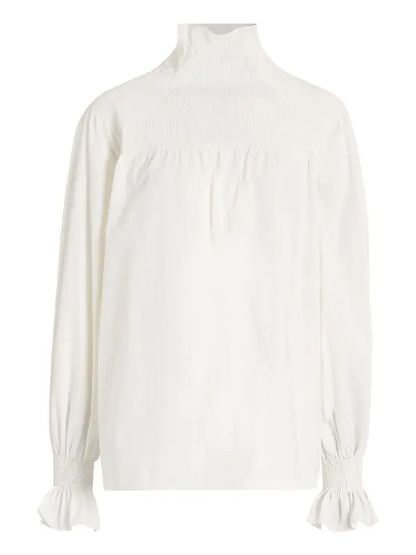 Ralph Lauren Shirred Poplin Top - Off-white
