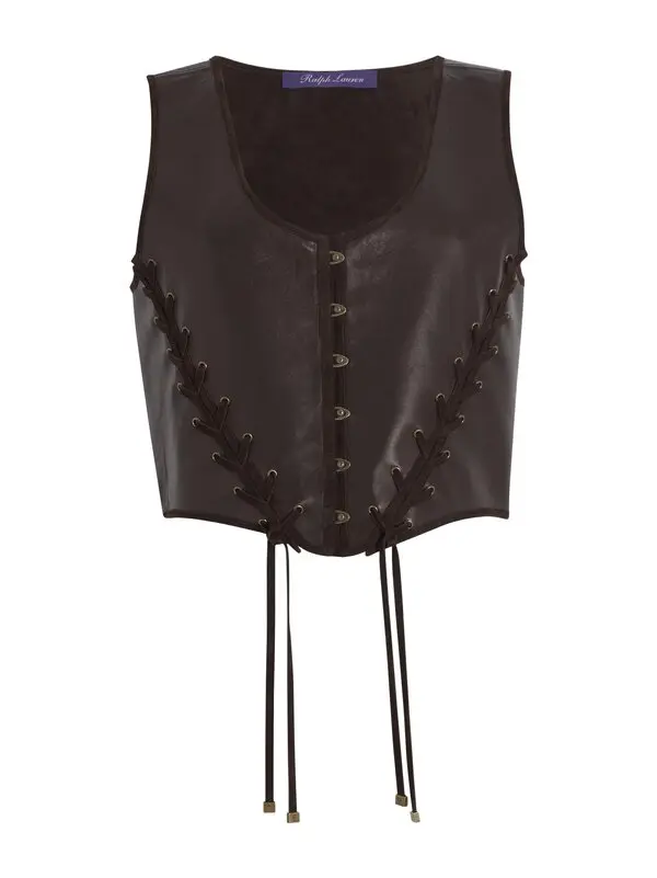 Ralph Lauren Thurlow Leather Corset Top - Brown