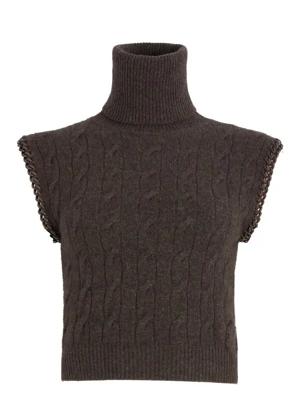 Ralph Lauren Cable-knit Cashmere Turtleneck Shell - Taupe