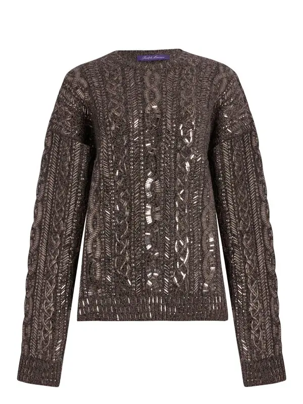 Ralph Lauren Embellished Cable-knit Sweater - Silver