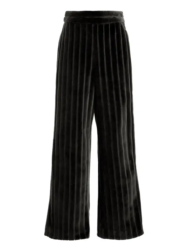 MEL USINE Marie Velvet Corduroy Wide Leg Pants - Black