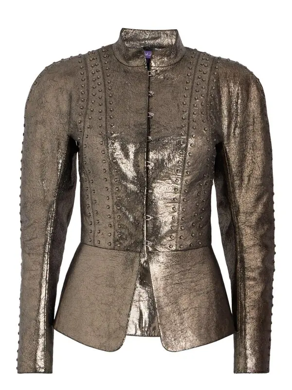 Ralph Lauren Leather Sophia Jacket - Metallic