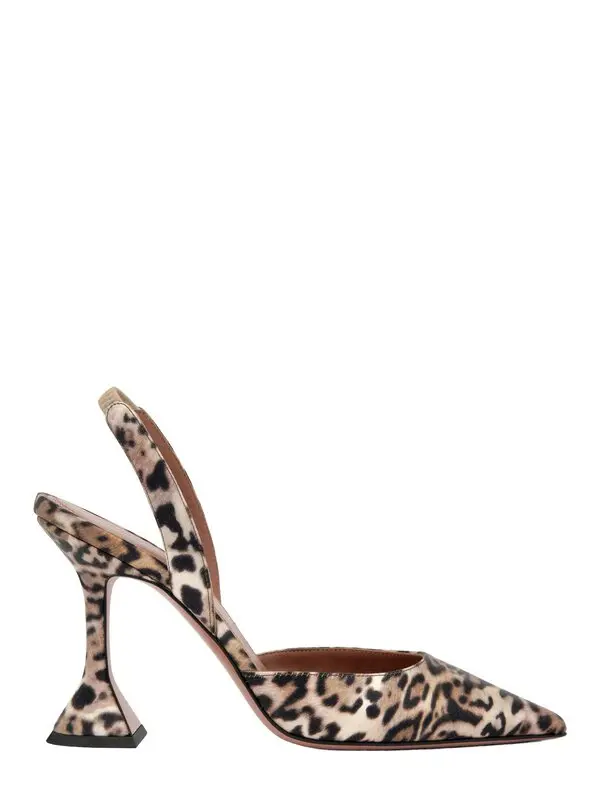 Amina Muaddi Holli Leopard Satin Slingback Pumps - Animal