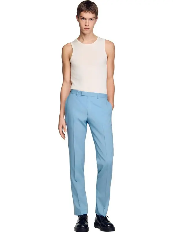 Sandro Wool Suit Trousers - Sky Blue