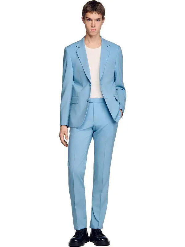 Sandro Wool Suit Jacket - Sky Blue