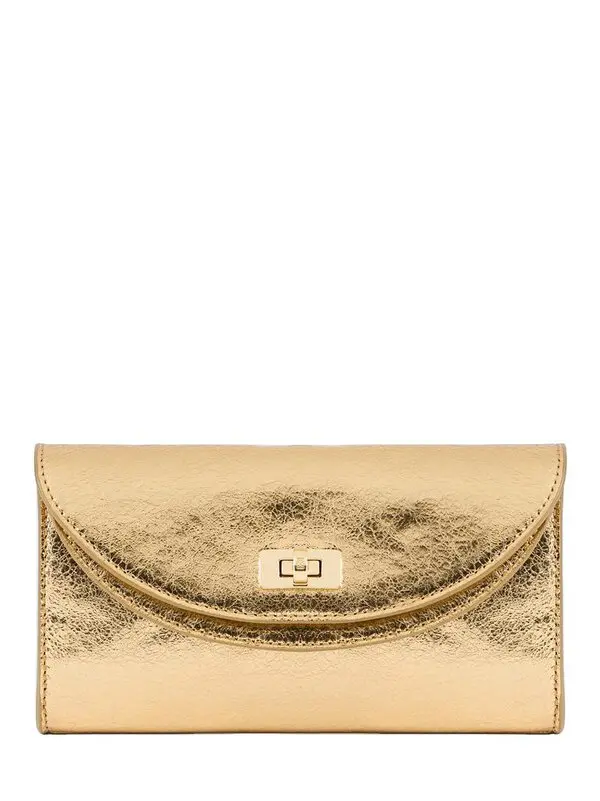Sandro Mambo Metallic Leather Clutch - Gold