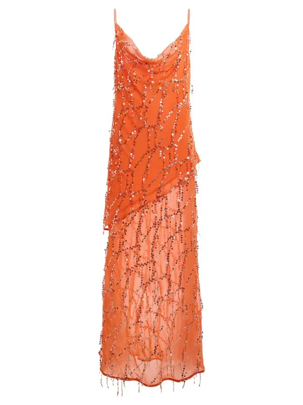 THIRD FORM Refract Sequined Chiffon Maxi Dress - Orange